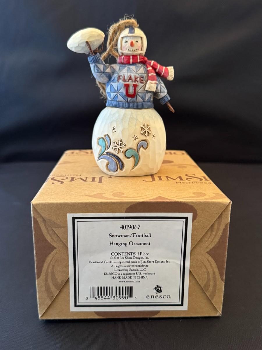 Jim Shore Snowman Football Flake U Hanging Ornament | EstateSales.org