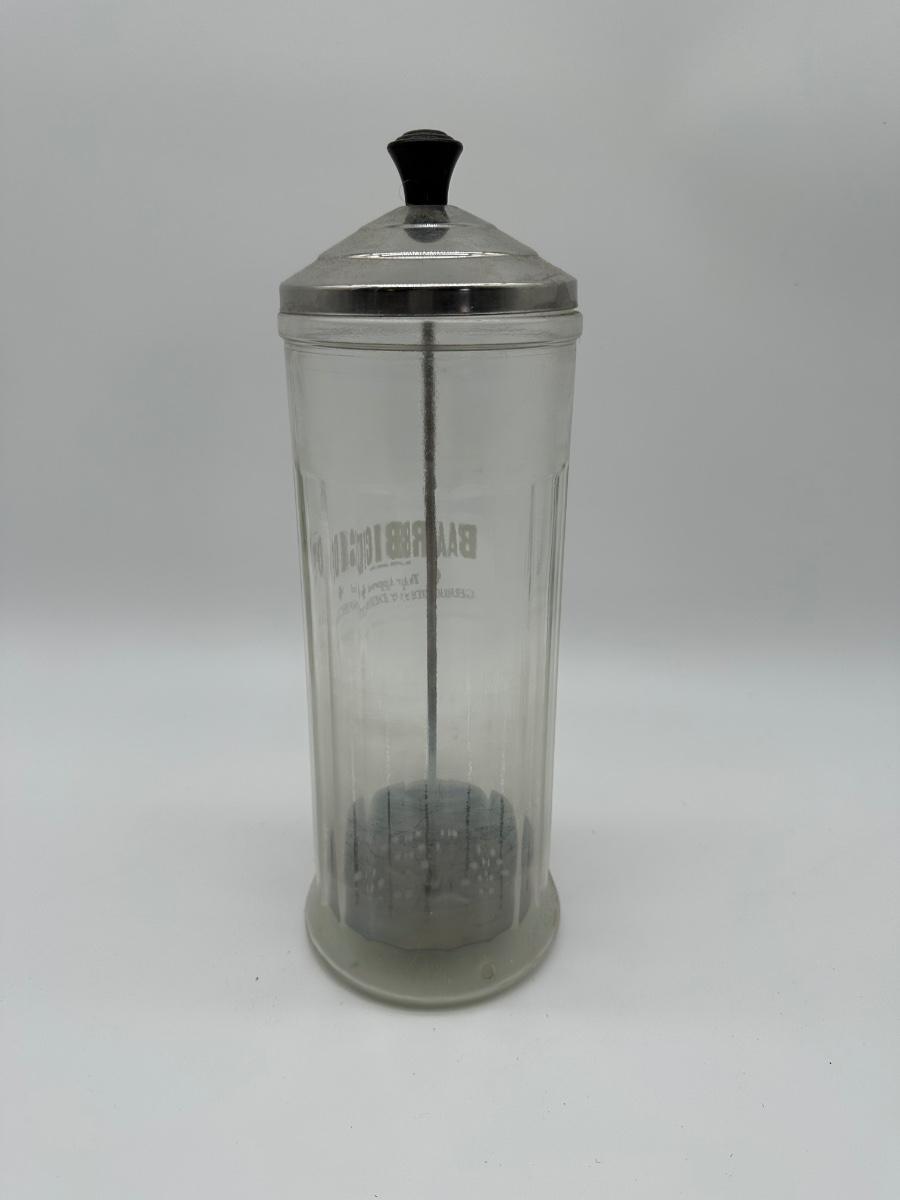 Vintage Barbicide Glass Barber Shop Disinfectant Jar w/ Metal Lid ...