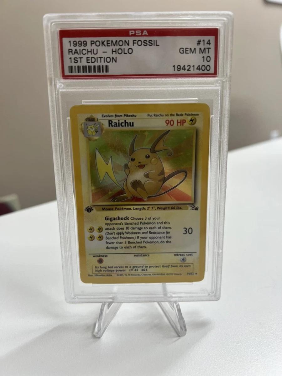 PSA 10 1st Edition Raichu Holo 14/62 - 1999 Fossil Rare Pokemon Card ...