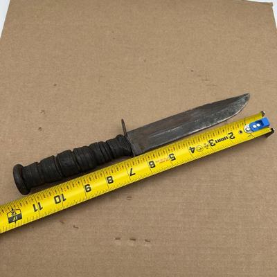 WWII Era U.S. Navy Camillus Fixed Blade Knife – Stacked Leather Handle ...