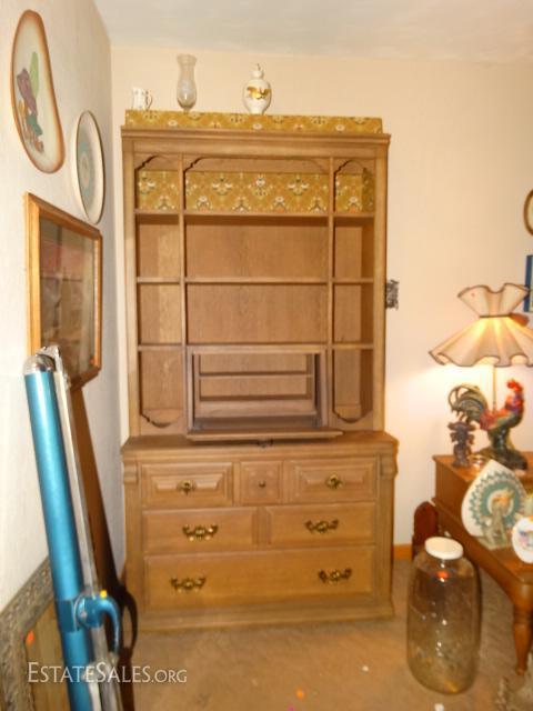 1960's Slant Front Desk Chest of Drawers with Bookcase | EstateSales.org