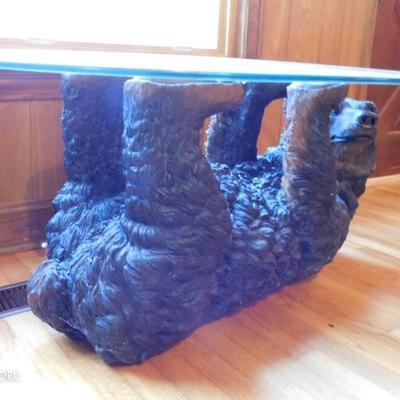 Black Bear Glass Top Coffee Table 43" x 27" x 19"h | EstateSales.org