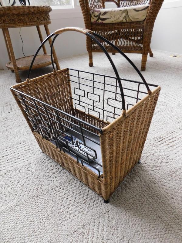 Wicker and Wire Magazine Rack | EstateSales.org