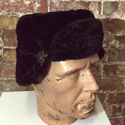 ANTIQUE MILITARY GOVERNMENT ISSUE ALASKA SEAL SKIN CAP | EstateSales.org