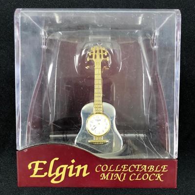 ELGIN COLLECTIBLE MINI CLOCK in GUITAR | EstateSales.org