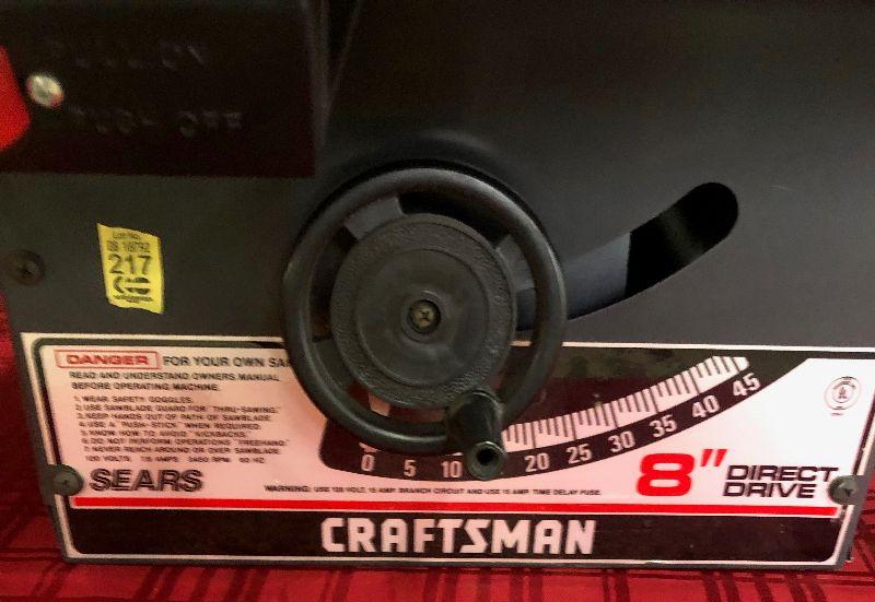 CRAFTSMAN 8 INCH DIRECT DRIVE TABLE SAW EstateSales