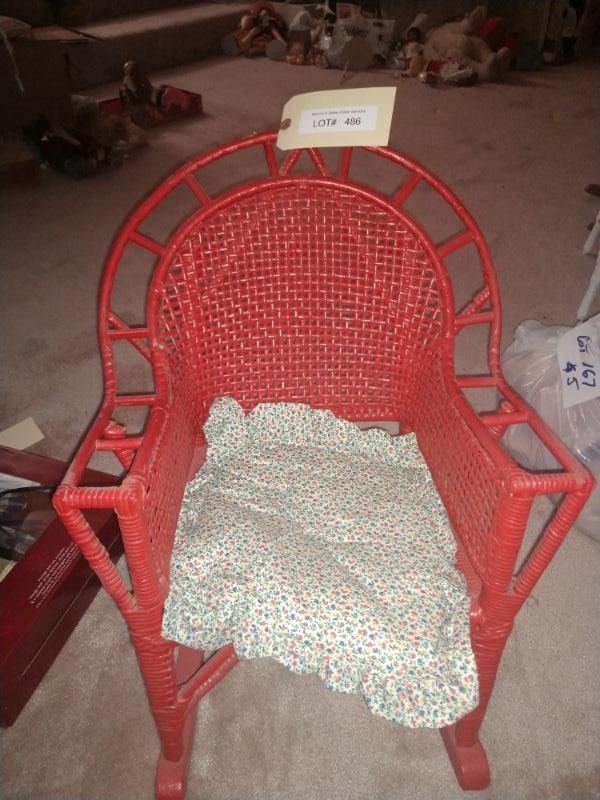 Lot 486 1/6 Scale Red Wicker Chair | EstateSales.org
