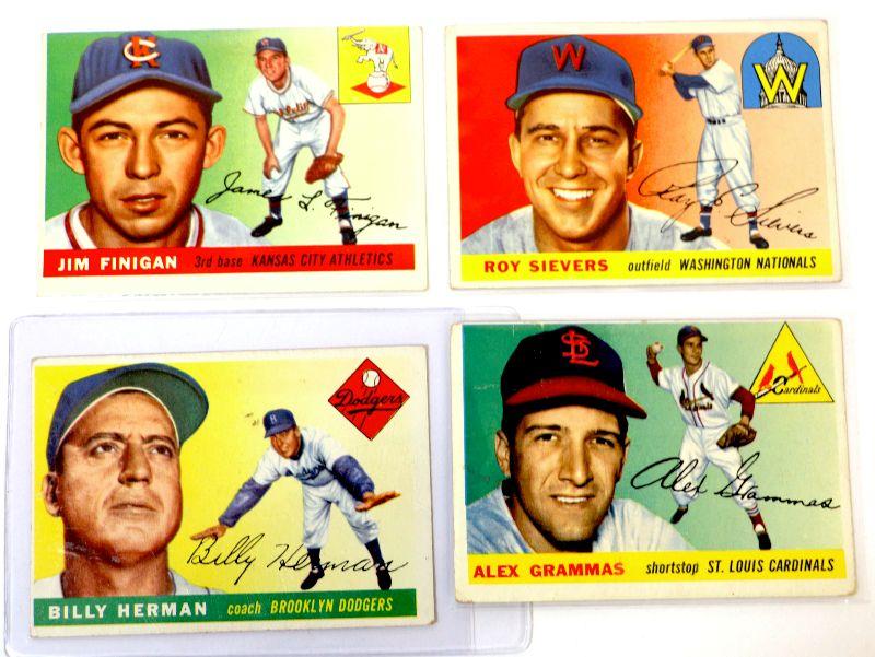 1955 Topps Baseball Cards Set #14 #16 #19 #21 Higher Grade Cards Lot 