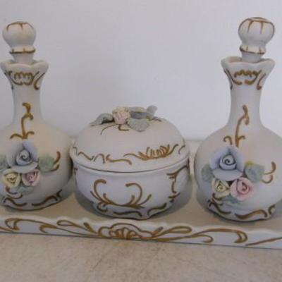 Capodimonte Ceramic Vanity Set | EstateSales.org