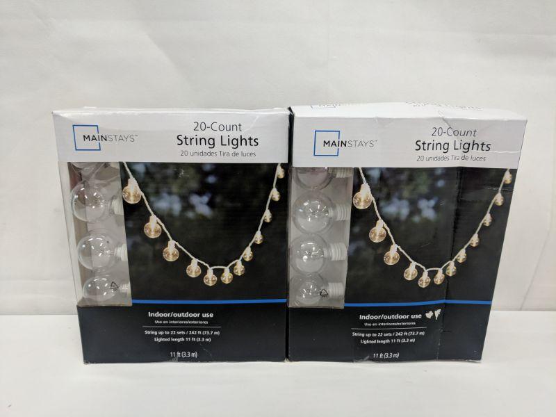 Mainstays 20 Count String Lights 2 Pack - New, Damaged Box ...