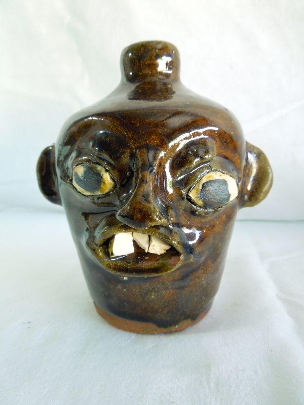 Lot 176: Nathaniel Hewell 5" Pottery Face Jug Gillsville, GA ...