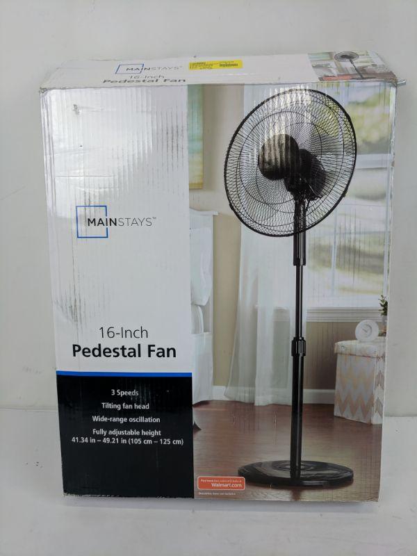 Mainstays 16" Pedestal Fan, Black - New, Opened Box | EstateSales.org