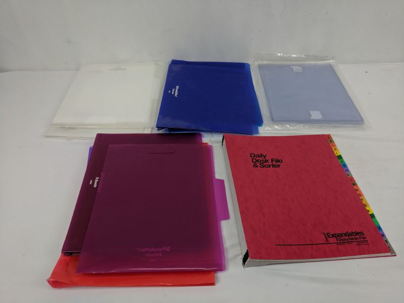 Misc Office Supplies: 20 Folders (Various Styles/Colors), Daily File ...