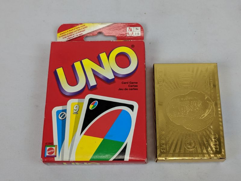 Uno Card Game & Gold Deck of Cards | EstateSales.org