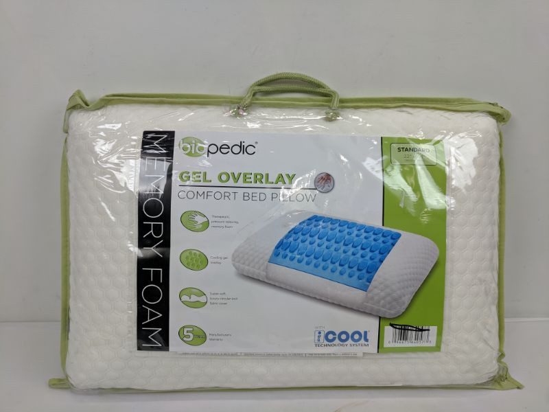 Biopedic Memory Foam Gel Overlay Pillow, Standard - New | EstateSales.org
