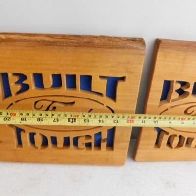 Set of Wood Slab Laser Cut Ford Tough Advertising Signs 11 ...