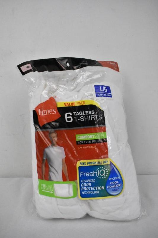 Hanes 6 Tagless T Shirts, White - New, Opened Package | EstateSales.org
