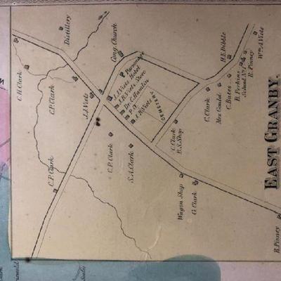 Antique Scaled Paper Map of East Granby CT, c. 1869 | EstateSales.org