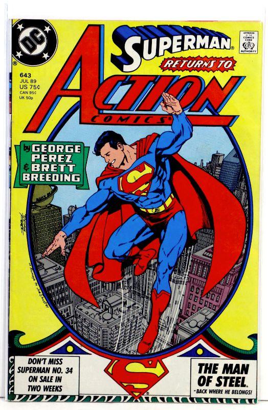 ACTION COMICS #643 Superman #1 Homage Cover by Gearge Perez 1989 DC ...