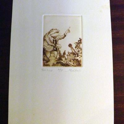 Allan Reid "Politics" Artist Proof etching | EstateSales.org