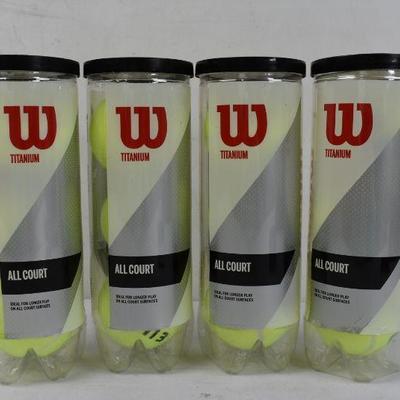 Wilson Titanium Tennis Balls, 4 Cans of 3 Balls each - New ...