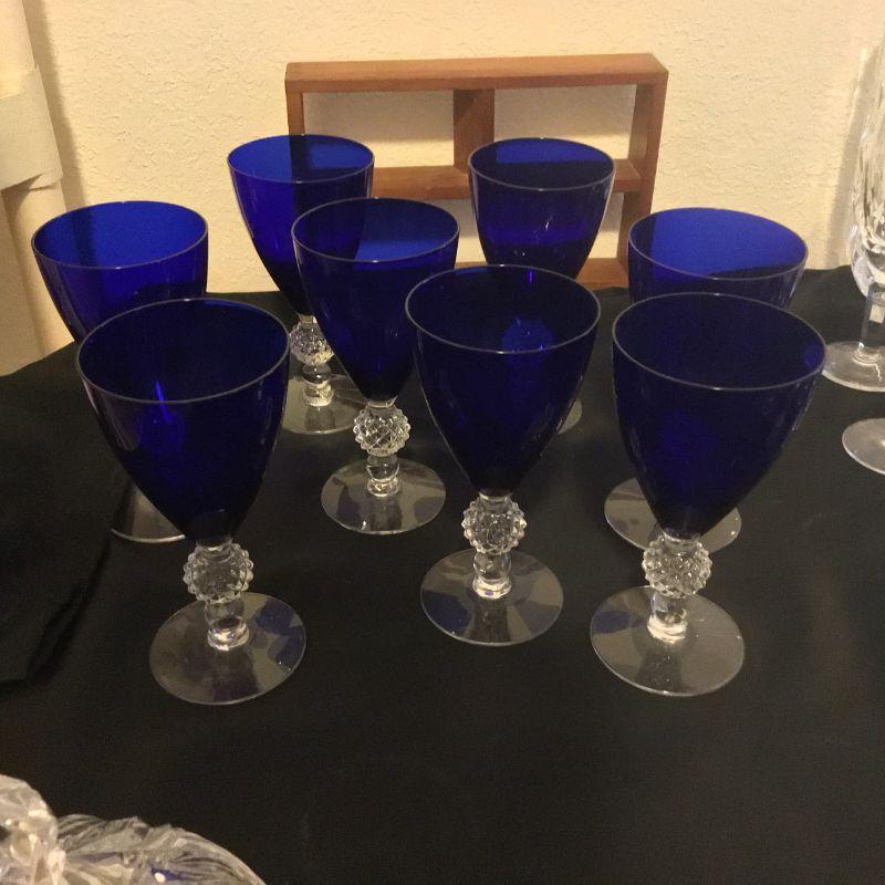Vintage Morgantown Cobalt Blue Golf Ball Goblets