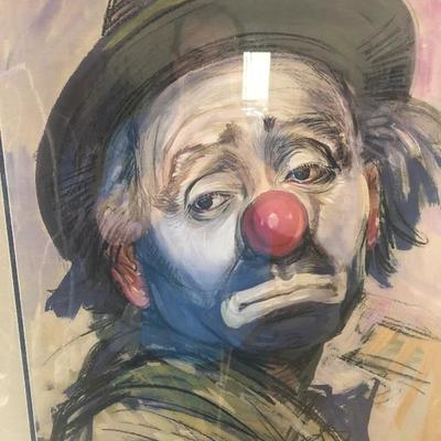 Vintage Sad Hobo Clown Framed Print | EstateSales.org