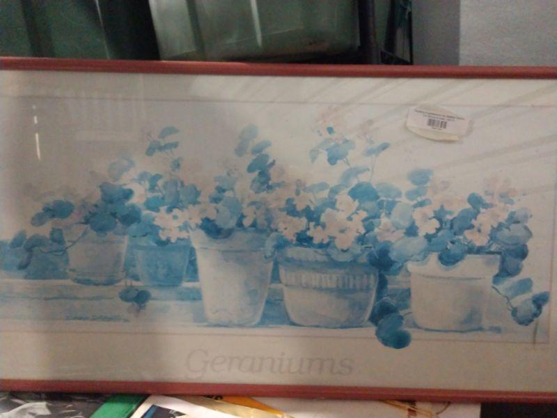 Painting of geraniums by Dawna Darton (A-224) | EstateSales.org