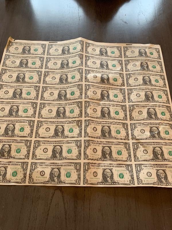 Treasury Sheet of US dollars, sheet of 32 | EstateSales.org