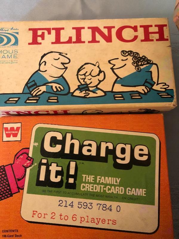 2 Vintage Board Game Lot, Flinch and Charge It! | EstateSales.org