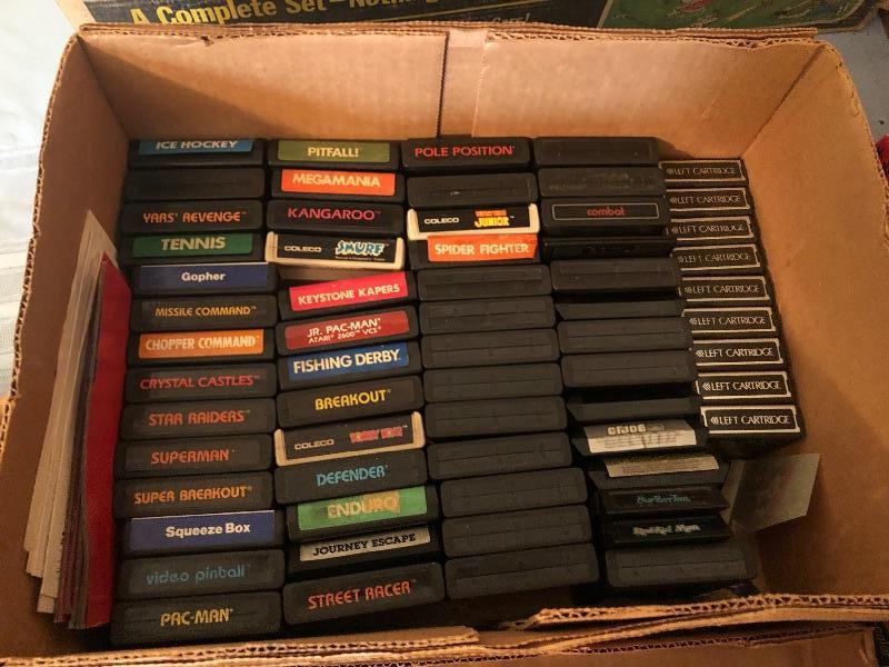 Vintage Atari Lot, System with Over 55 Games, 9 CXL Cartridges, 12 ...