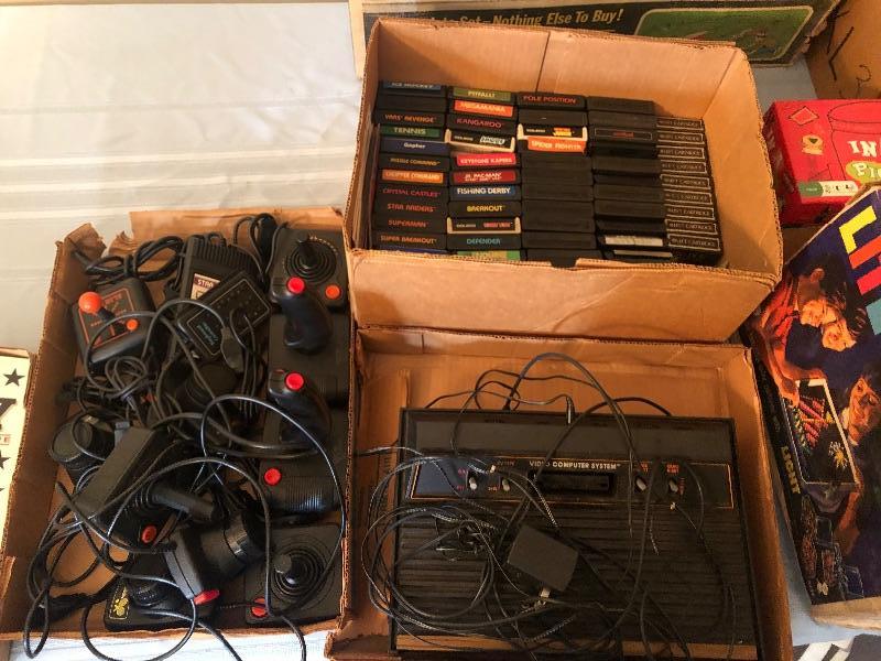 Vintage Atari Lot, System with Over 55 Games, 9 CXL Cartridges, 12 ...