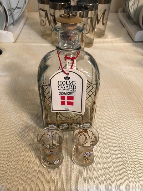 5 Piece Set, Holme Gaard of Copenhagen Decanter with Dram Glasses Mid ...