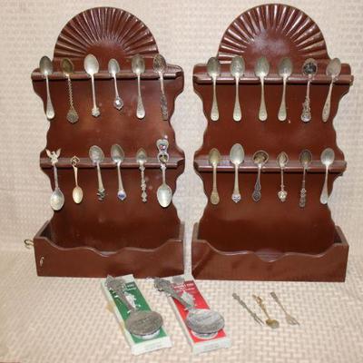 Collector spoons with display racks | EstateSales.org