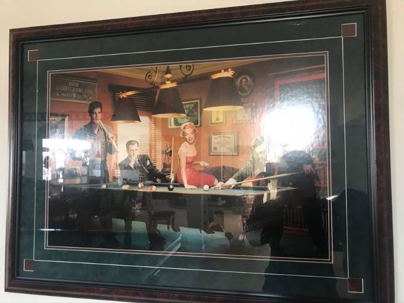 Pool Table Movie Stars including Elvis / Marilyn Billiards Picture ...