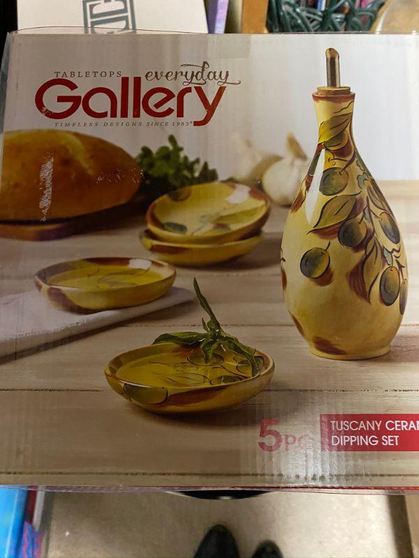 Gallery Oil Dispenser and Matching Plates | EstateSales.org