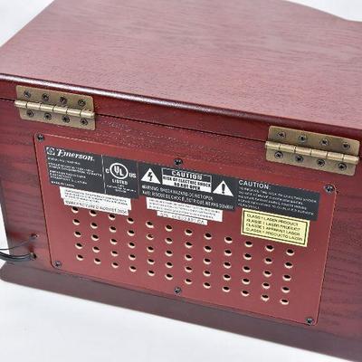 Lot 111: Emerson Antique Style Wood Table Top CD Player Am FM Radio ...