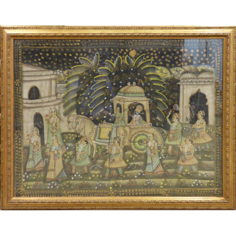 Original Indian Minatory Painting on silk, 45" x 35" , Market Price ...