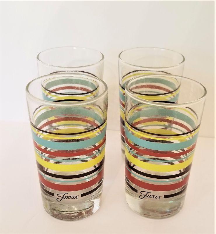 Lot #96 Vintage Fiesta Drinking Glasses - set of 4 | EstateSales.org