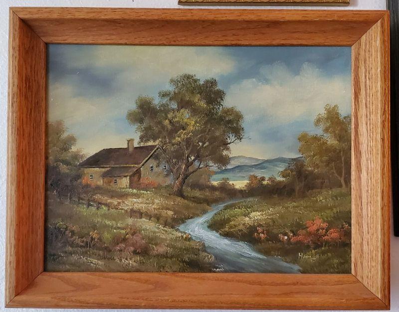 Two Small Landscape Oil Paintings, and Two Small Landscape Prints ...