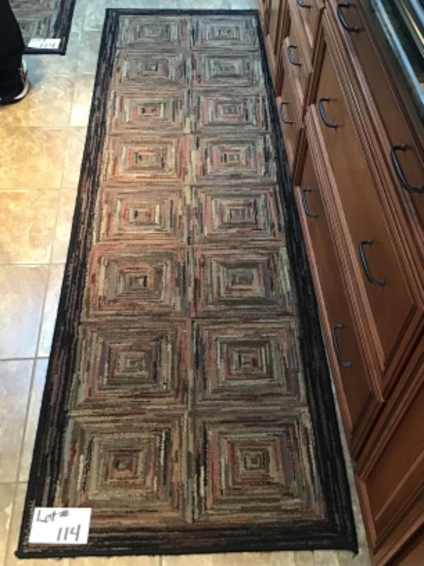 Lot #114 Shaw Living Multi-colored Block Runner Rug | EstateSales.org