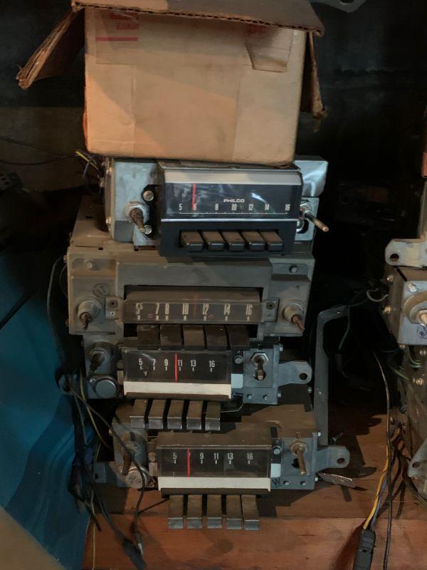 Stack of vintage car radios | EstateSales.org