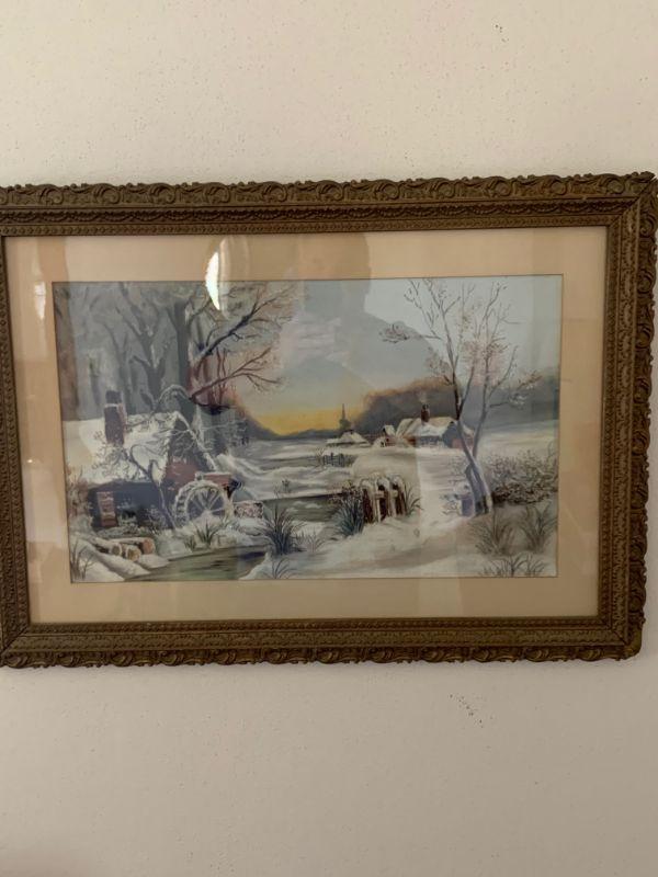 Framed country scene art | EstateSales.org