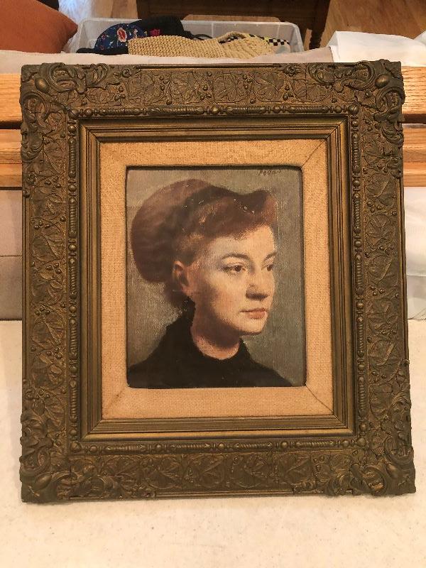 Vintage Framed Lady Artwork