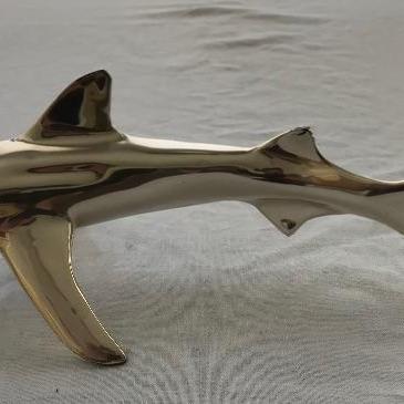 Lot #84 Polished Pewter Shark Carved Stone Whale Figurine | EstateSales.org