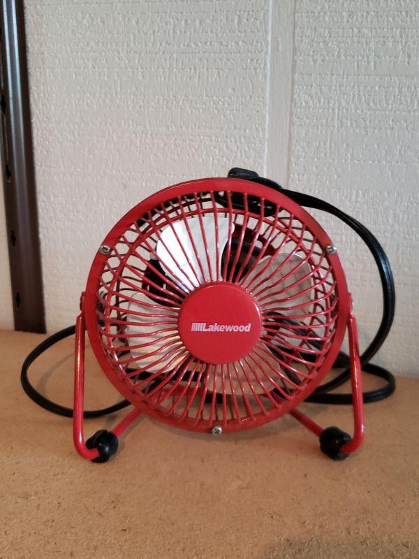 Lot 53: Small Red Desk Fan | EstateSales.org