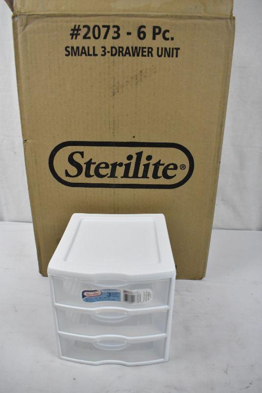 Sterilite Small 3 Drawer Unit White Case Of 6 New
