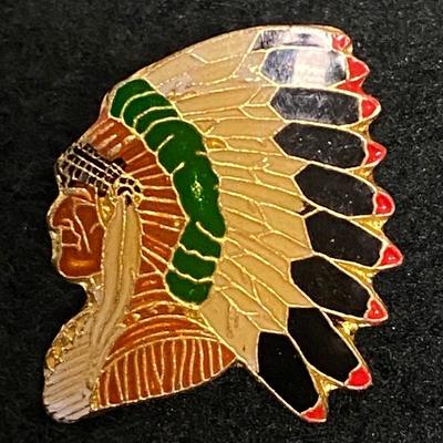 Enamel Indian Chief Pin | EstateSales.org