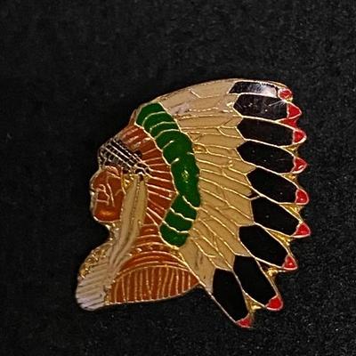Enamel Indian Chief Pin | EstateSales.org