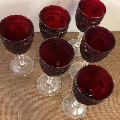 #26 Ruby Red Crystal Goblets | EstateSales.org